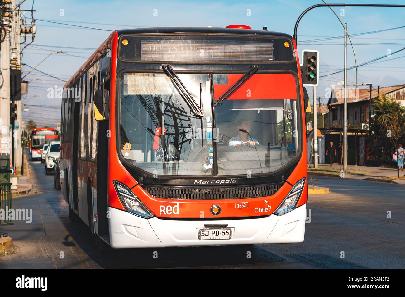Santiago, Chile - March 09 2023: A public transport Transantiago, or ...
