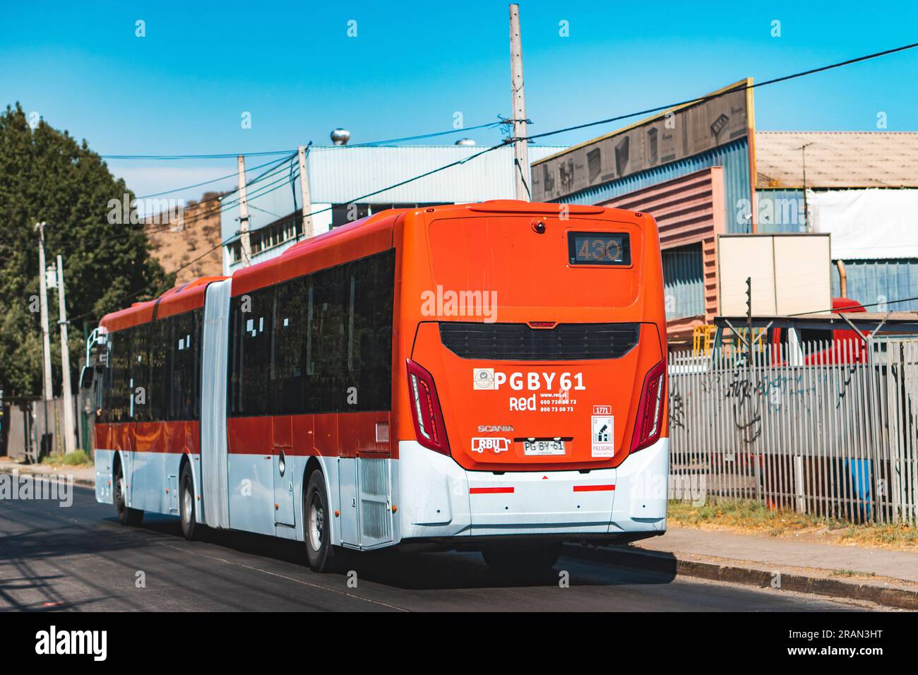 Santiago, Chile - March 09 2023: A public transport Transantiago, or ...