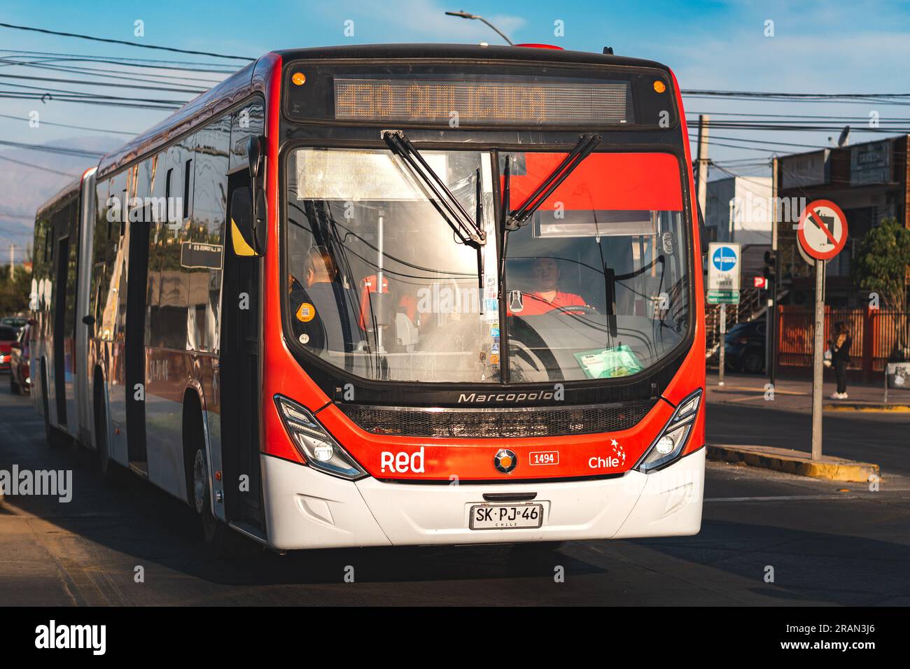 Santiago, Chile - March 09 2023: A public transport Transantiago, or ...