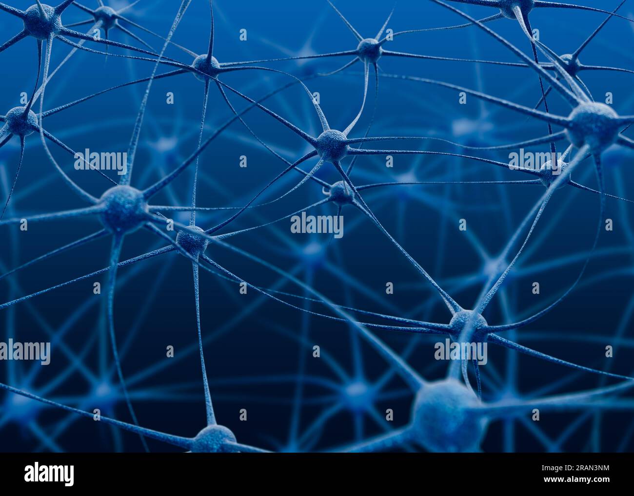 Nervous system. Biological neural network on blue background, illustration Stock Photo - Alamy