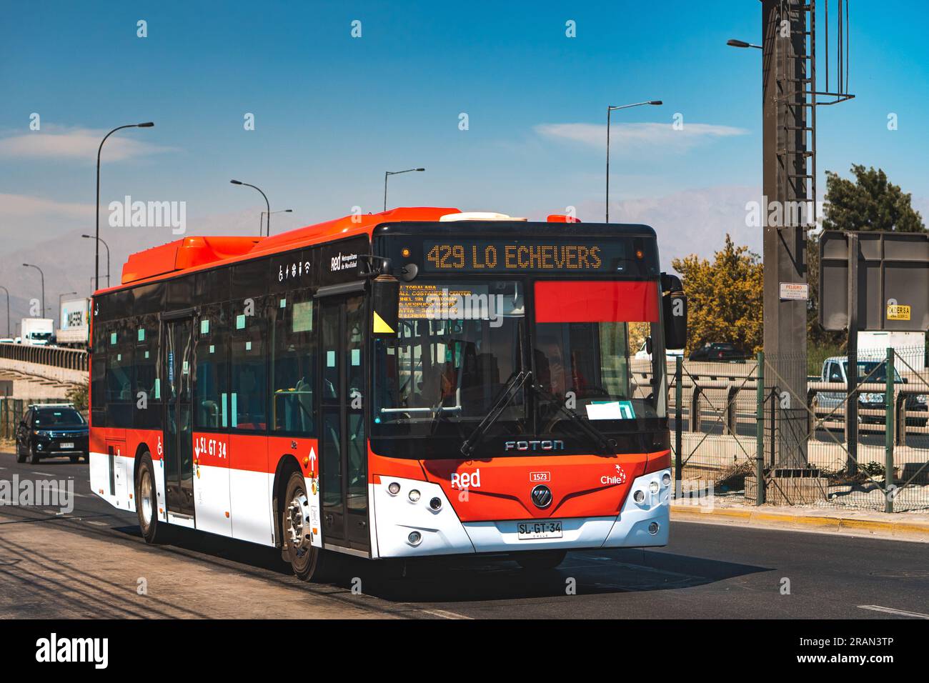Santiago, Chile - March 09 2023: A public transport Transantiago, or ...