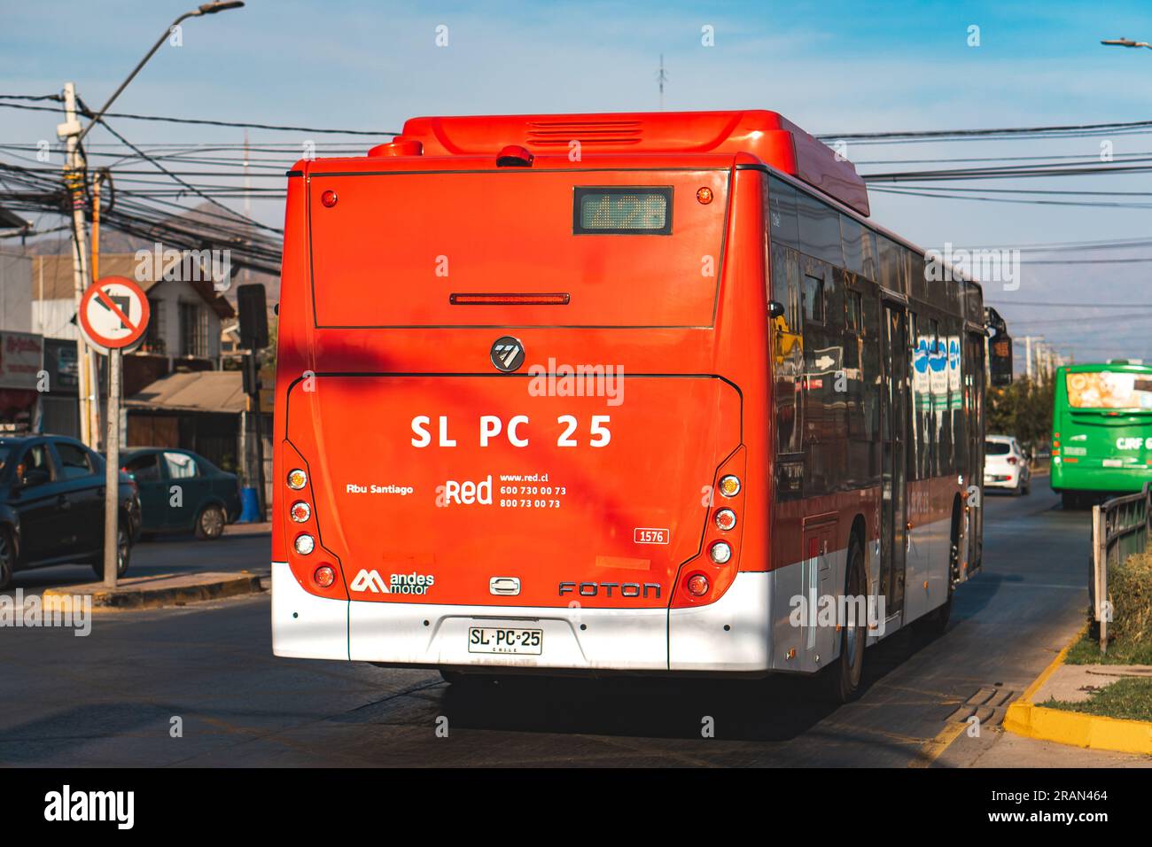 Santiago, Chile - March 09 2023: A public transport Transantiago, or ...