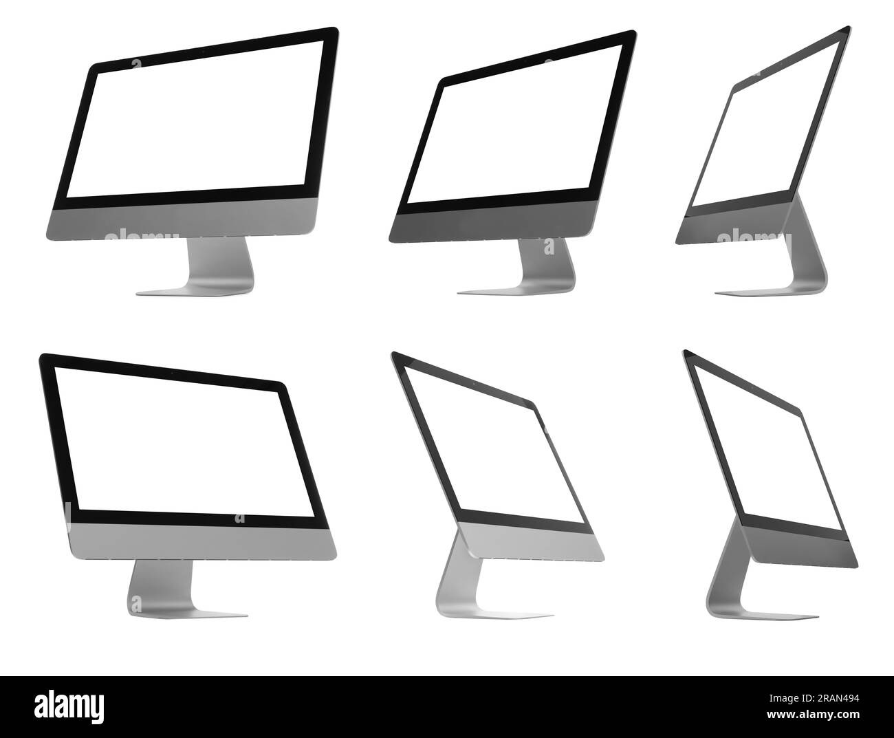 Collage design with computer monitor on white background, different ...