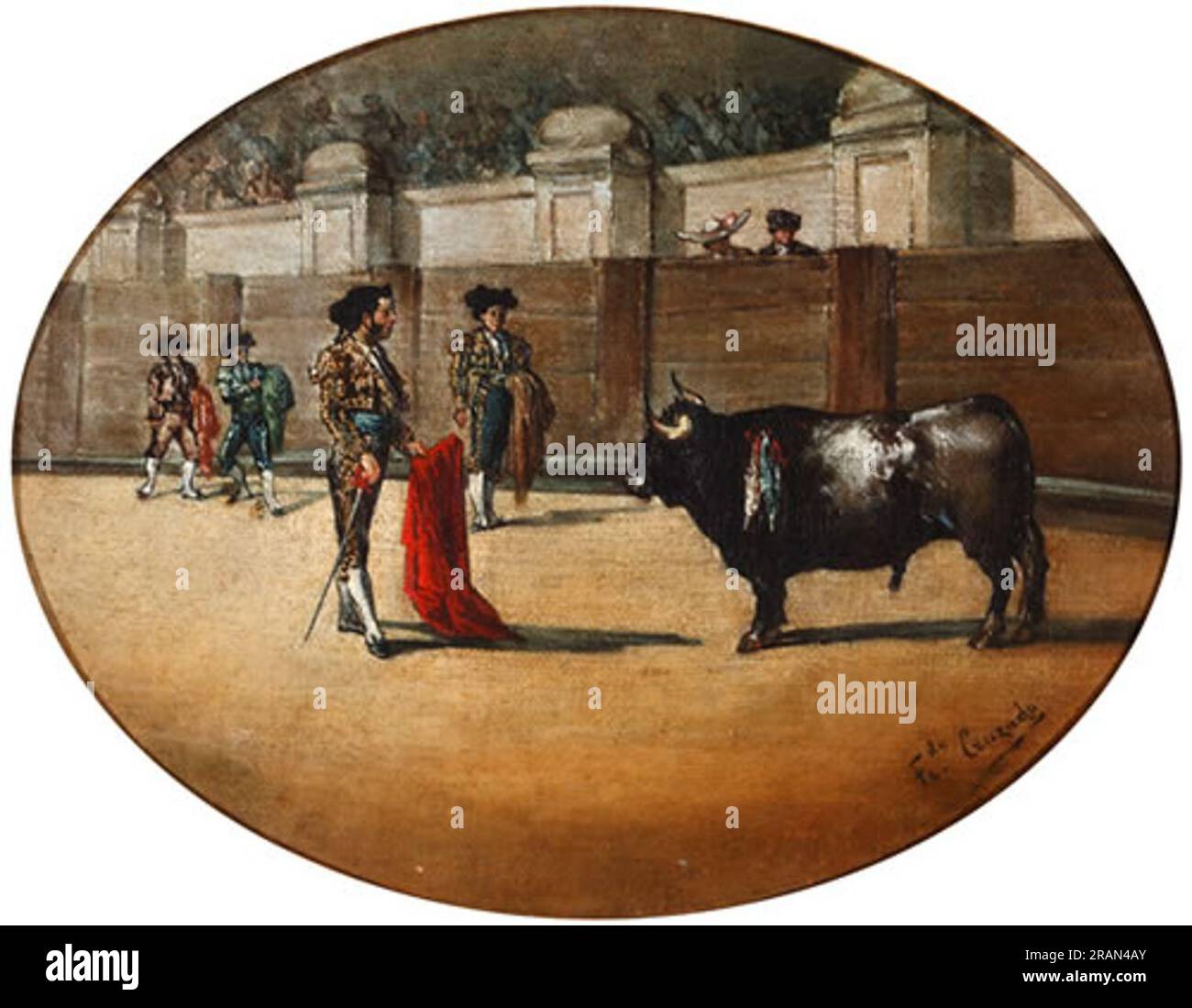 El pase de muleta 1840 by Joaquin Manuel Fernandez Cruzado Stock Photo ...