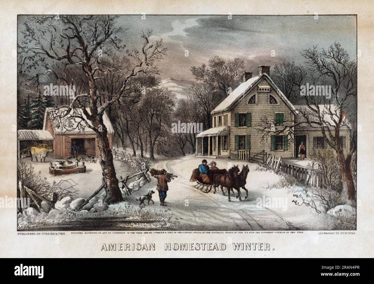 American Homestead Winter 1869 by Currier and Ives Stock Photo - Alamy