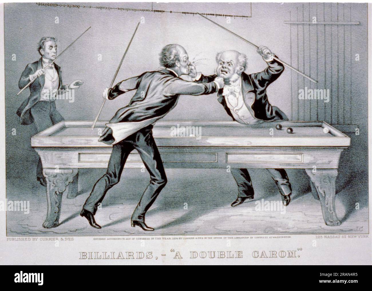 Billiards. A Double Carom 1874 by Currier and Ives Stock Photo - Alamy