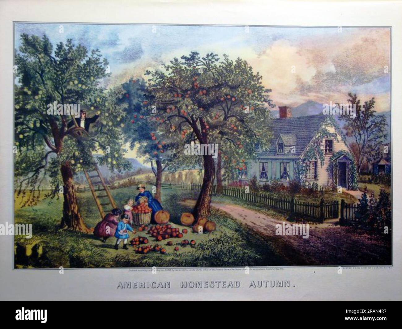 American Homestead Autumn 1869 by Currier and Ives Stock Photo - Alamy