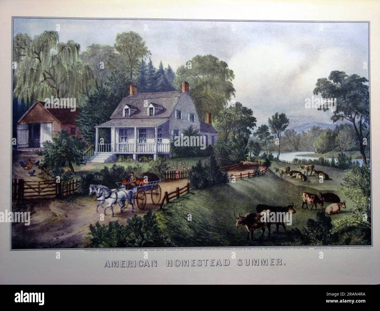 American Homestead Summer 1868 by Currier and Ives Stock Photo - Alamy