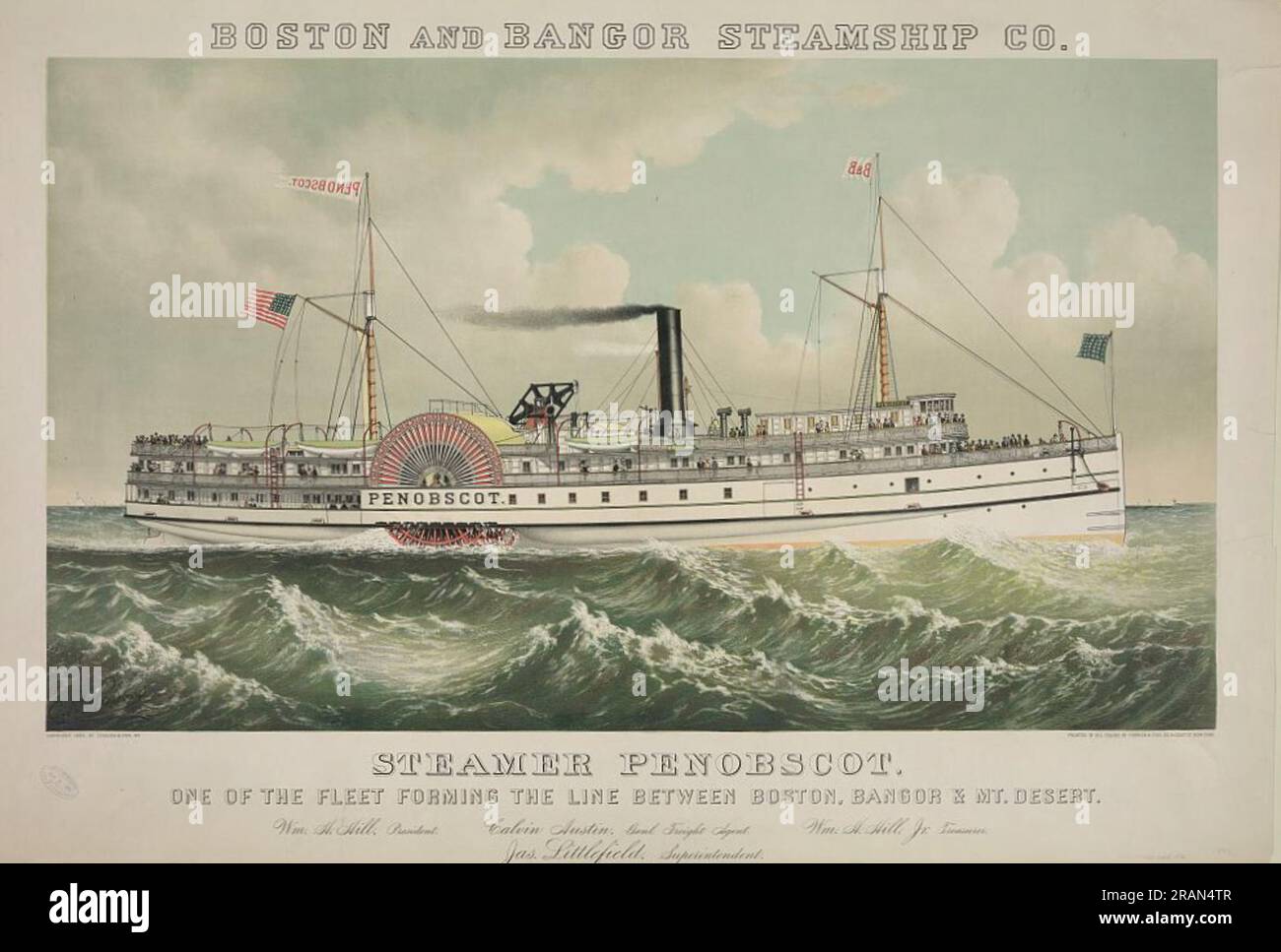 Penobscot, New England coastal steamship 1883 by Currier and Ives Stock ...