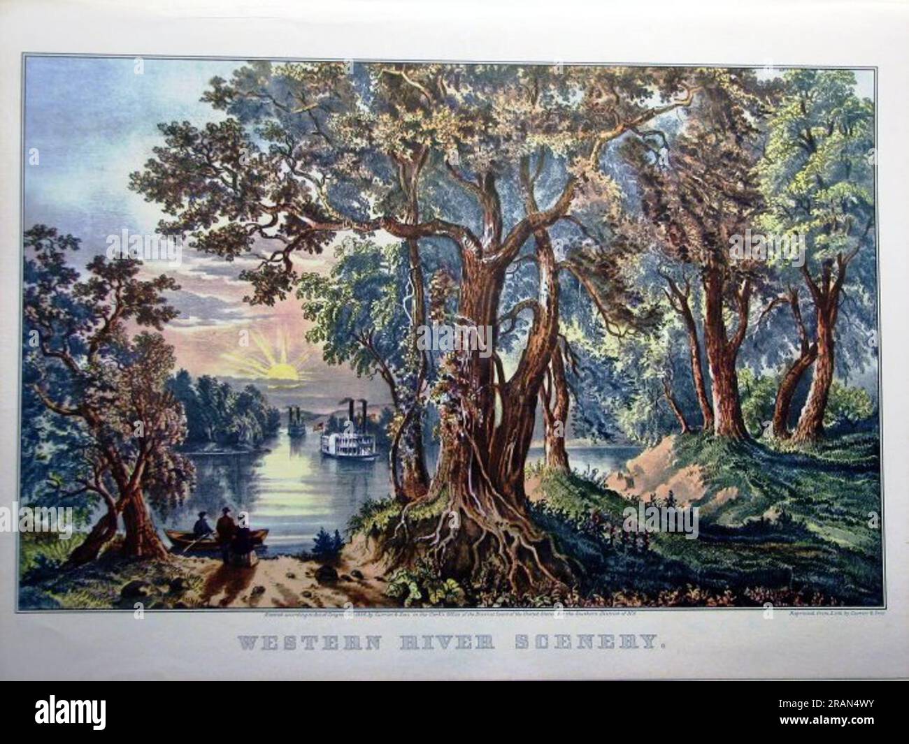 Western River Scenery 1866 by Currier and Ives Stock Photo - Alamy