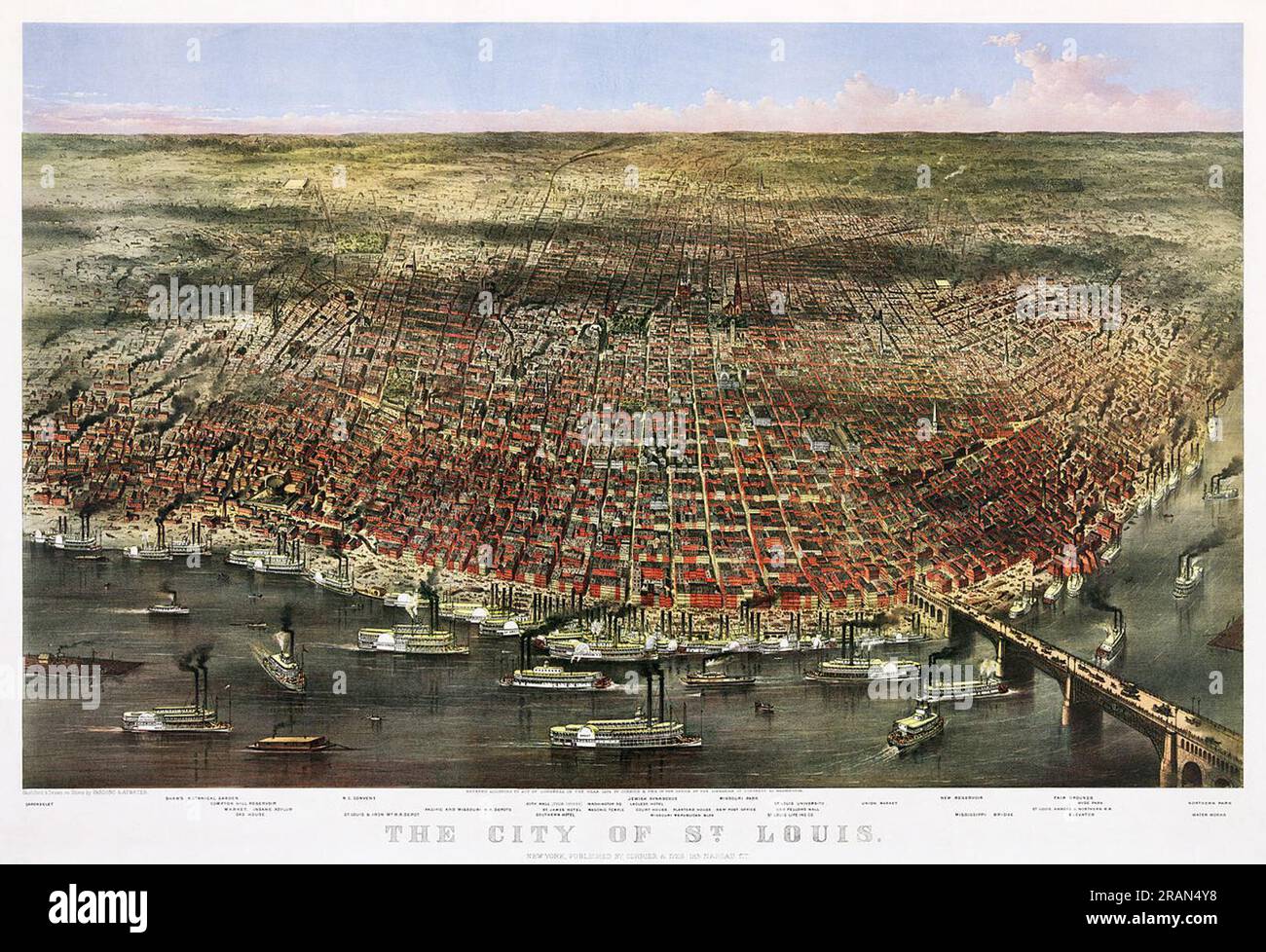 City of St. Louis. Bird's-eye view of St. Louis, Missouri, as seen from ...
