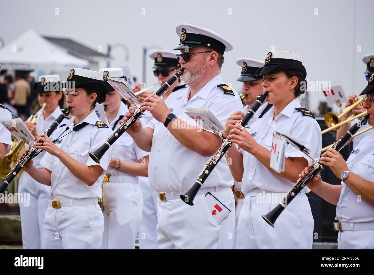 Stadacona Band of the Royal Canadian Navy performing on waterfront ...