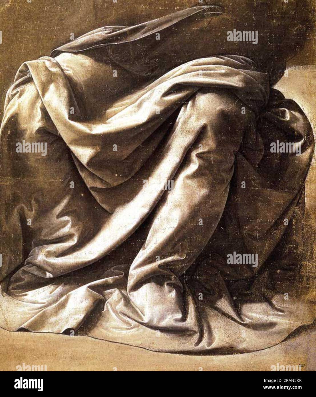 The Study of Drapery of a Seated Figure 1473 by Leonardo da Vinci Stock ...