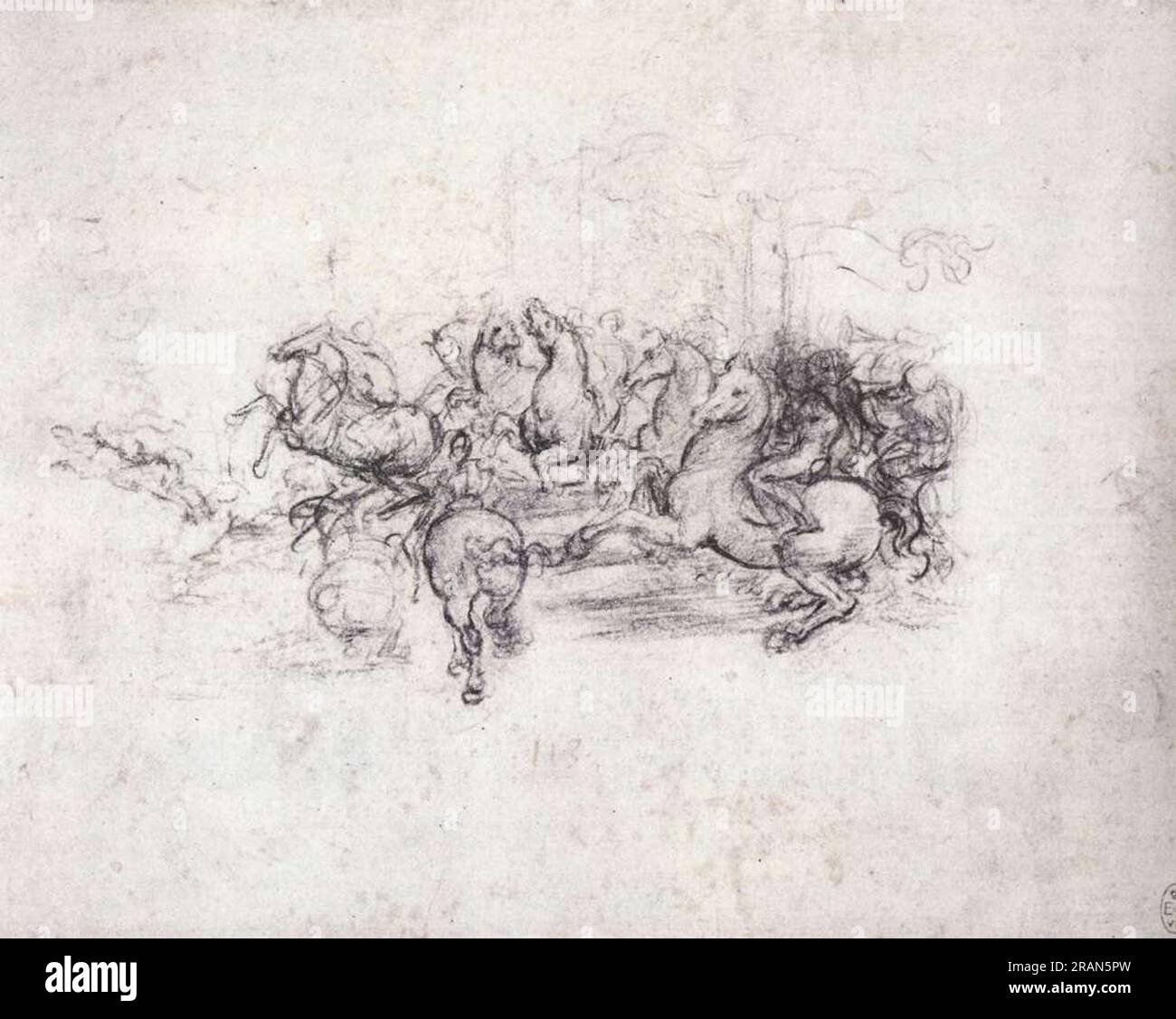 Group of riders in the Battle of Anghiari c.1504; Florence, Italy by ...