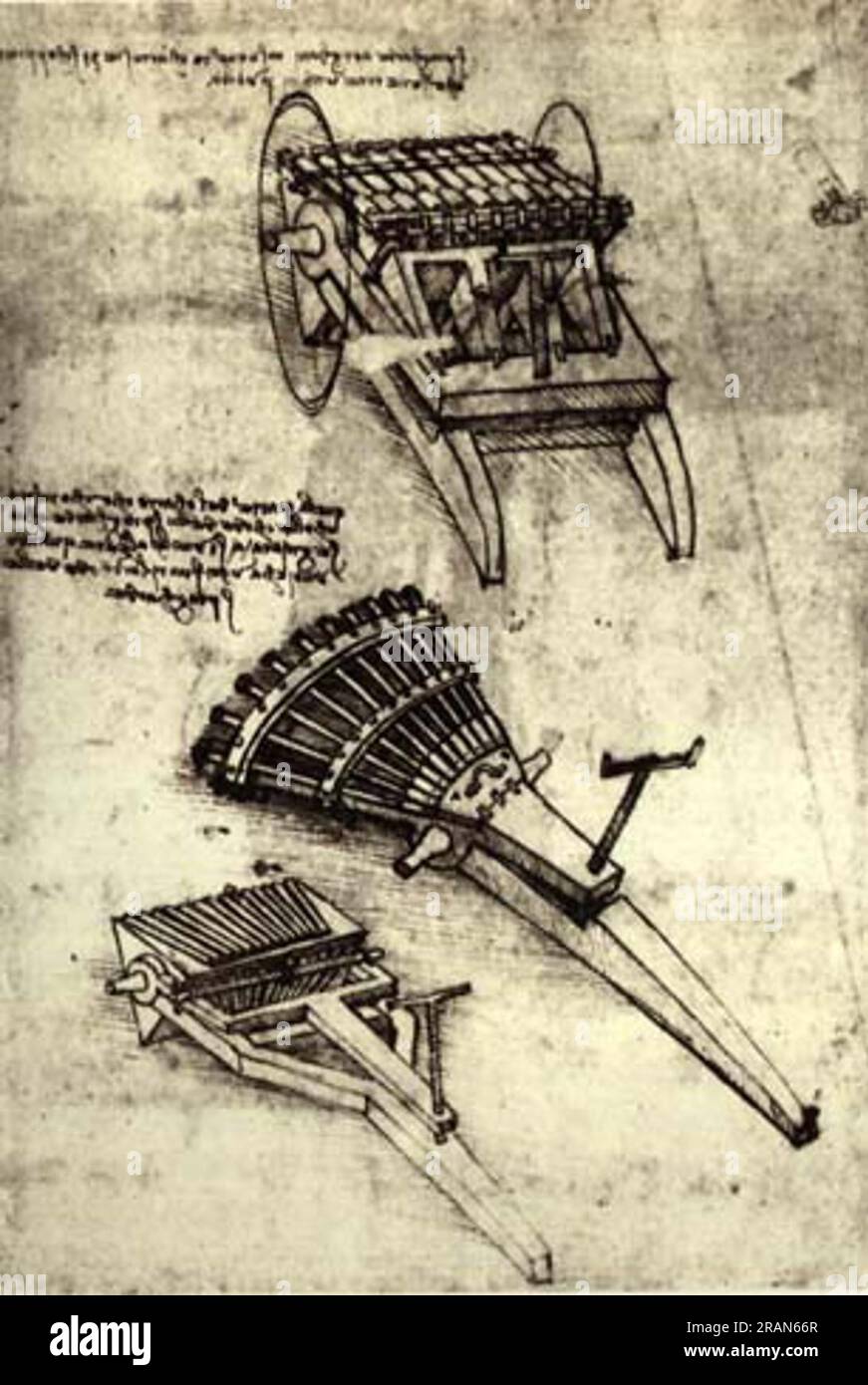 Multi Barrel Gun c.1481; Milan, Italy by Leonardo da Vinci Stock Photo ...