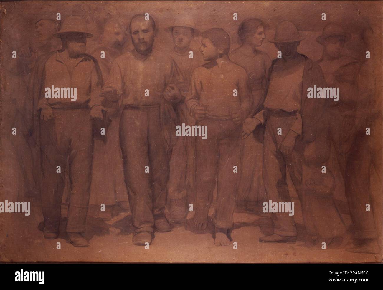 Group of workers. Study for the Fourth Estate. Group of figures [3 ...