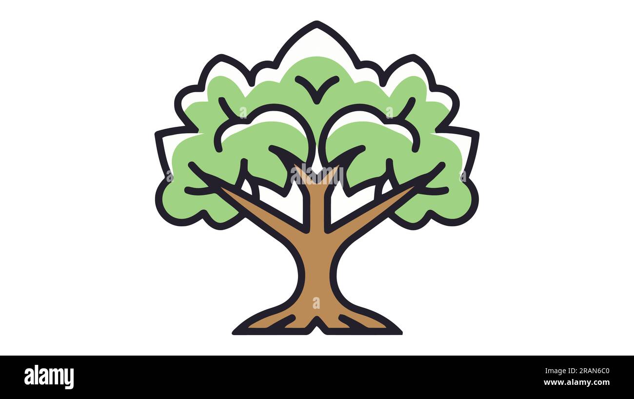 Simple tree vector icon, logo. Flat tree on white background Stock ...