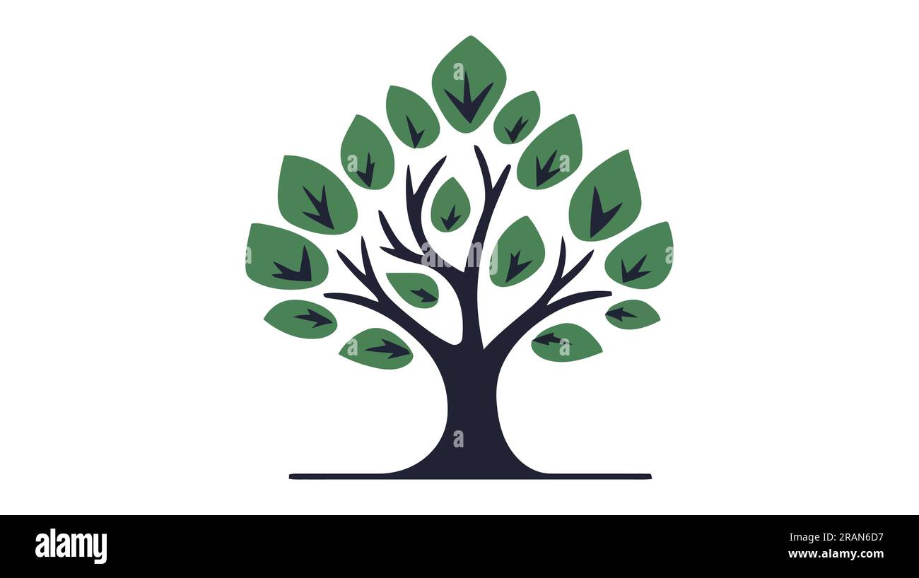 Simple tree vector icon, logo. Flat tree on white background Stock ...