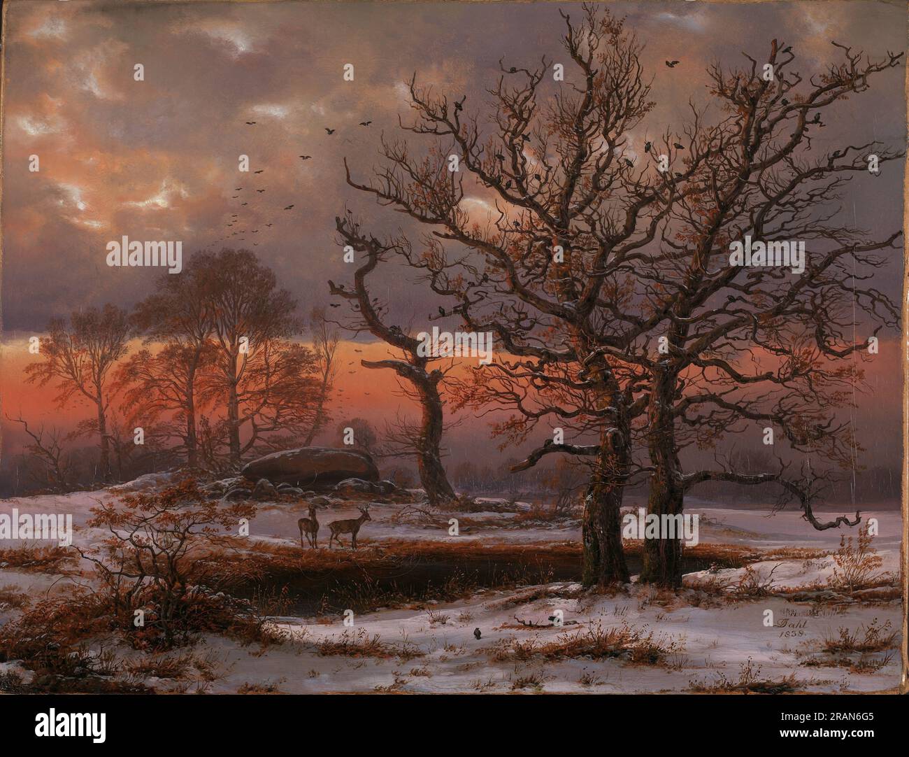 Danish Winter Landscape with Dolmen 1838 by Johan Christian Dahl Stock ...