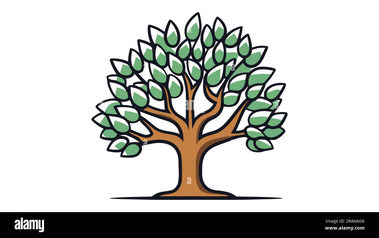 Simple tree vector icon, logo. Flat tree on white background Stock ...