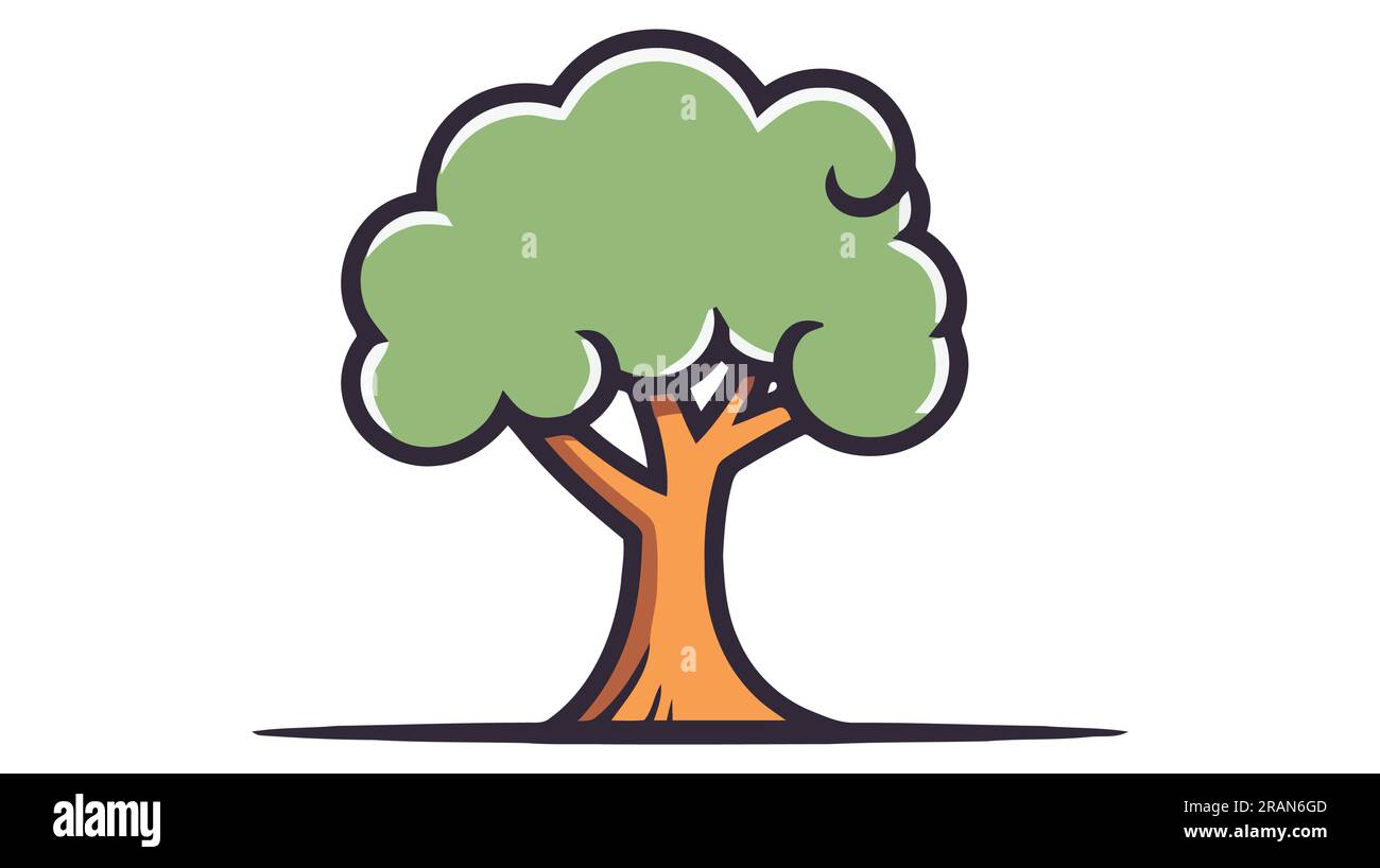 Simple tree vector icon, logo. Flat tree on white background Stock ...