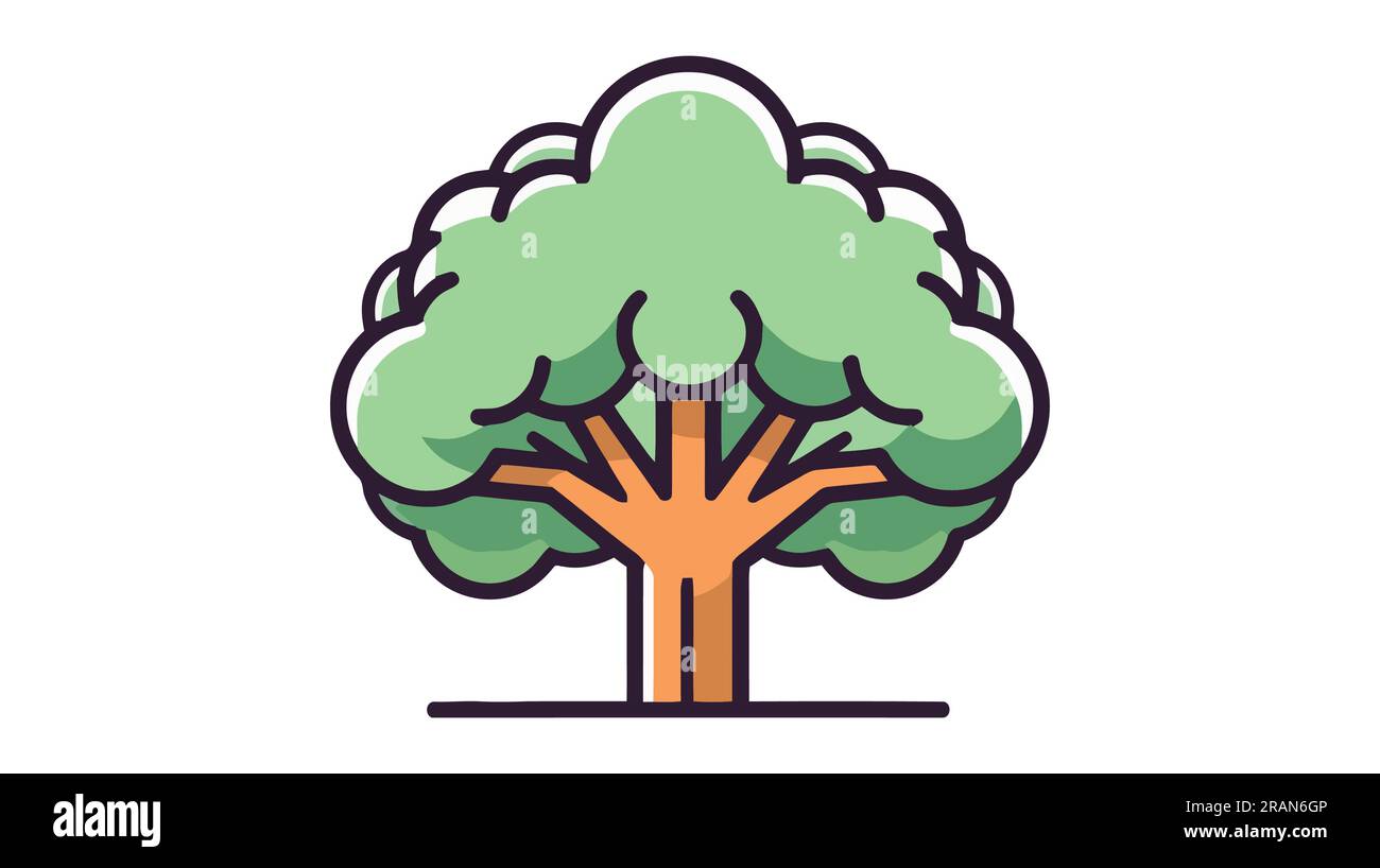 Simple tree vector icon, logo. Flat tree on white background Stock ...
