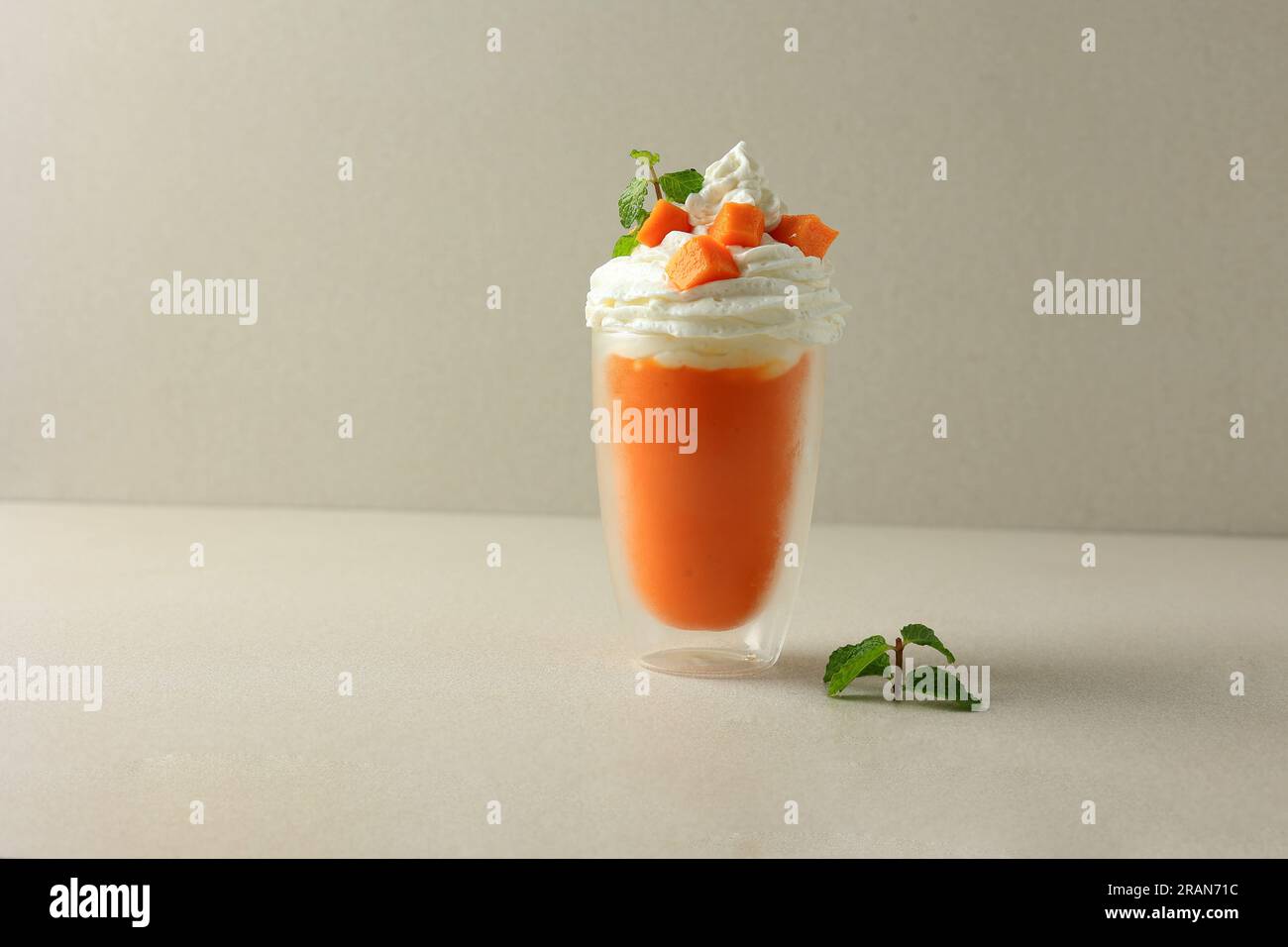 Fresh Mango Smoothie with Whipped Cream, King Mango Summer Drink Stock ...