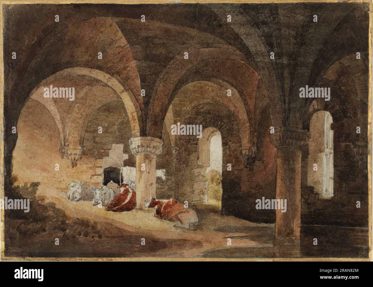 Crypt of Kirkstall Abbey (after J.M.W. Turner) by David Cox Stock Photo ...