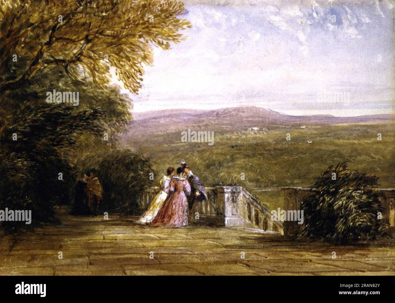 A Terrace, with Figures, Haddon Hall 1834 by David Cox Stock Photo - Alamy