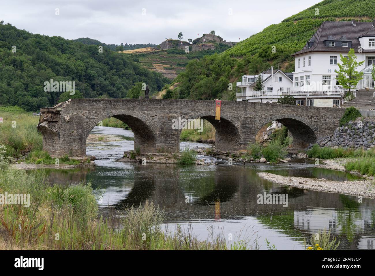 Rech, Germany. 28th June, 2023. The historic arched bridge over the Ahr ...