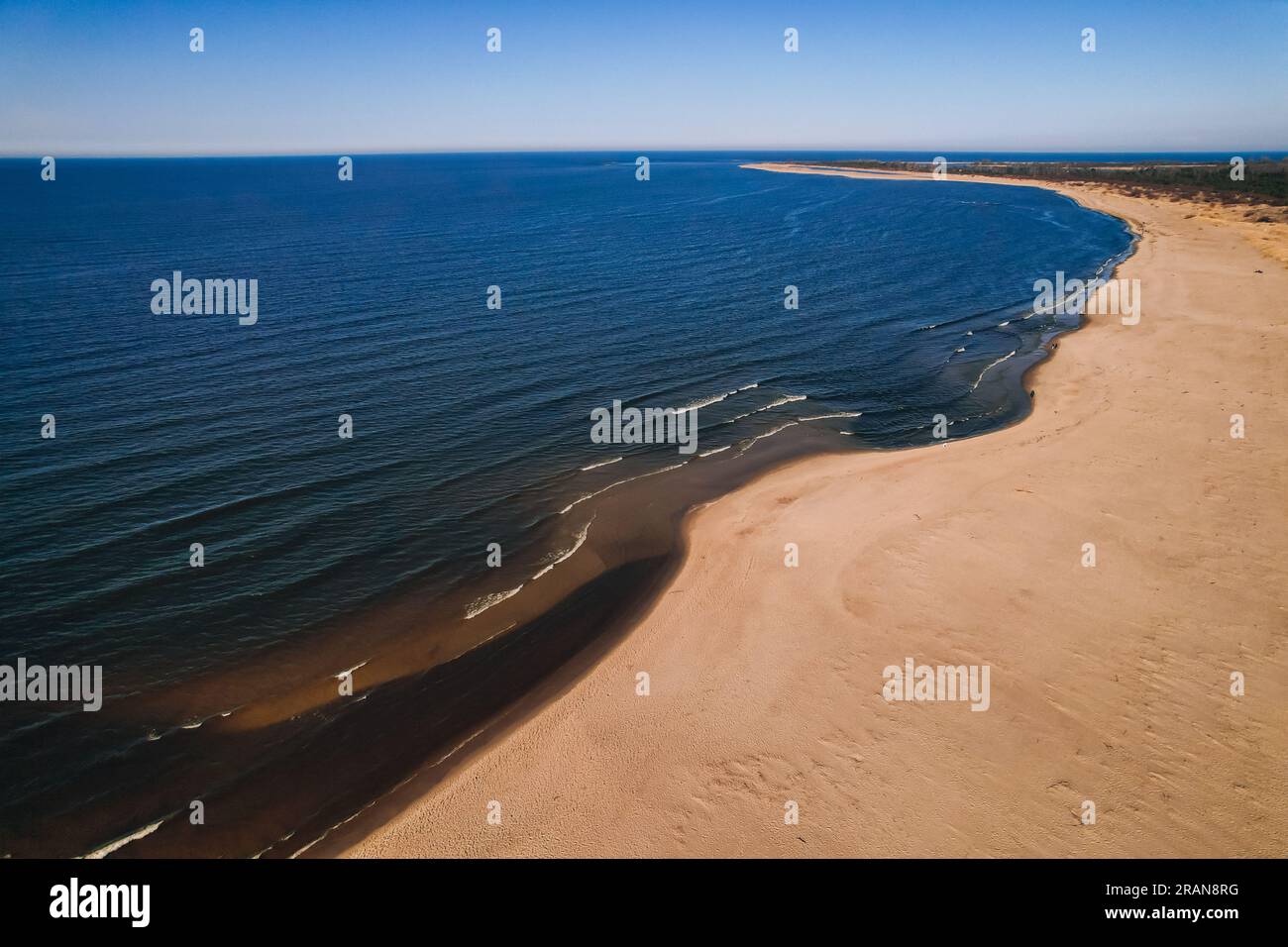 Drone aerial view of waves sea ocean coast. Beach and dunes dark calm ...