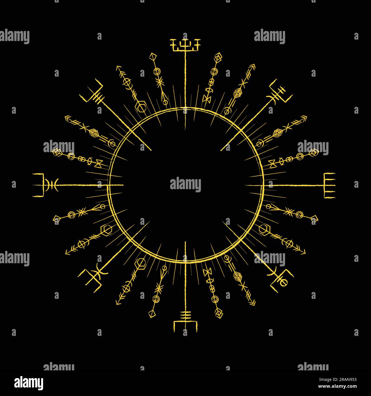 Norse viking yellow Vegvisir symbol circle Stock Vector Image & Art - Alamy