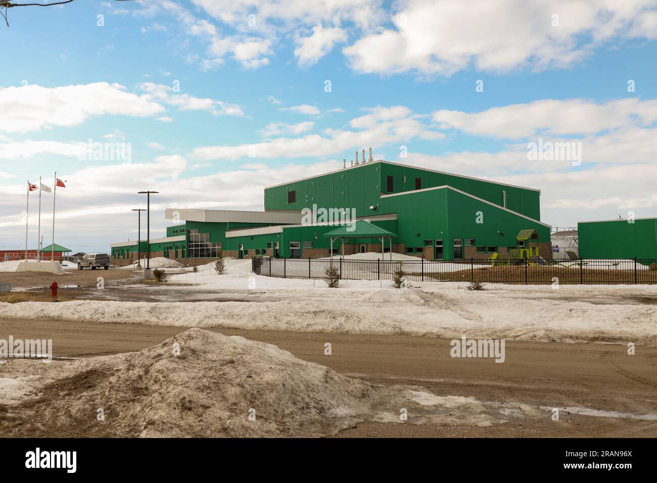 A school is seen from the Indigenous town of Fort Severn on Hudson Bay ...