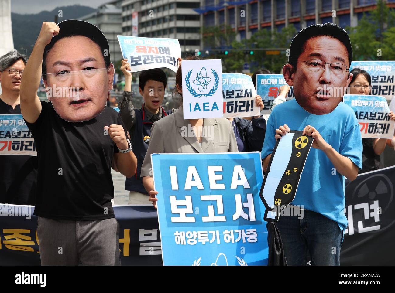 05th July 2023 Protest Over Fukushima Water Plan Protestors Wearing