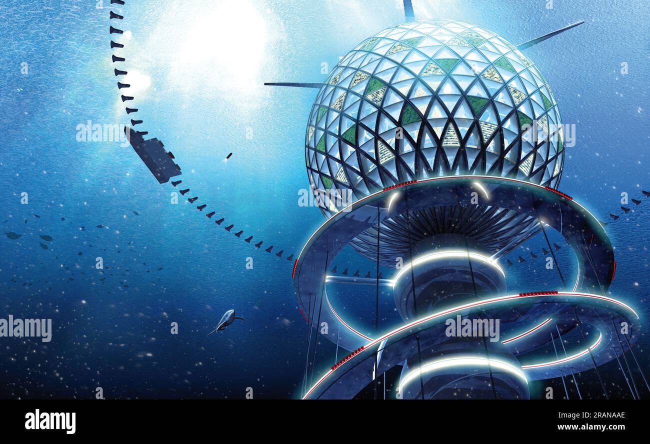 Underwater city, illustration Stock Photo - Alamy