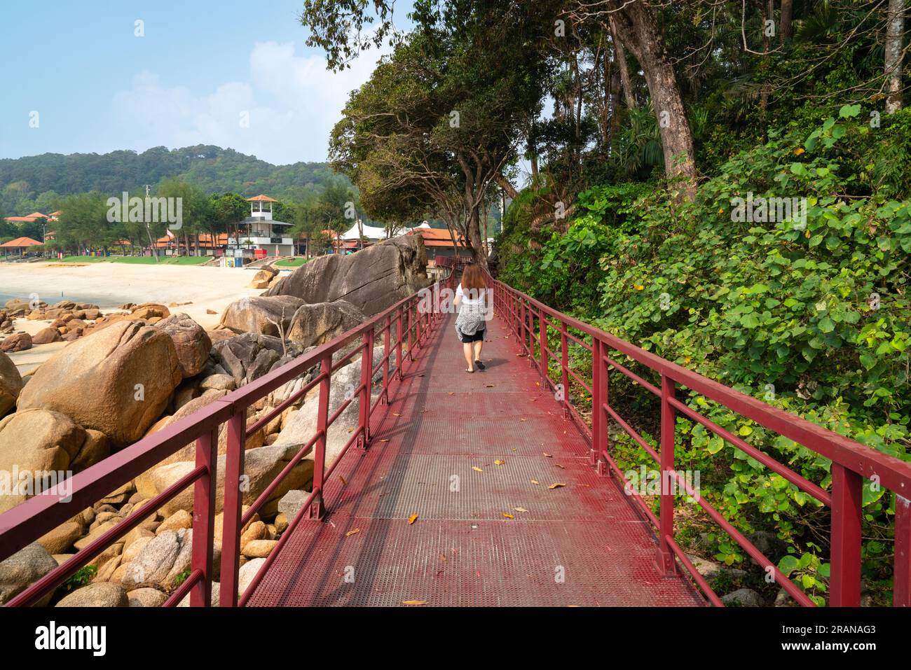 Pahang, Malaysia - Apr 15th, 2023: Landscape view of the red bridge and ...