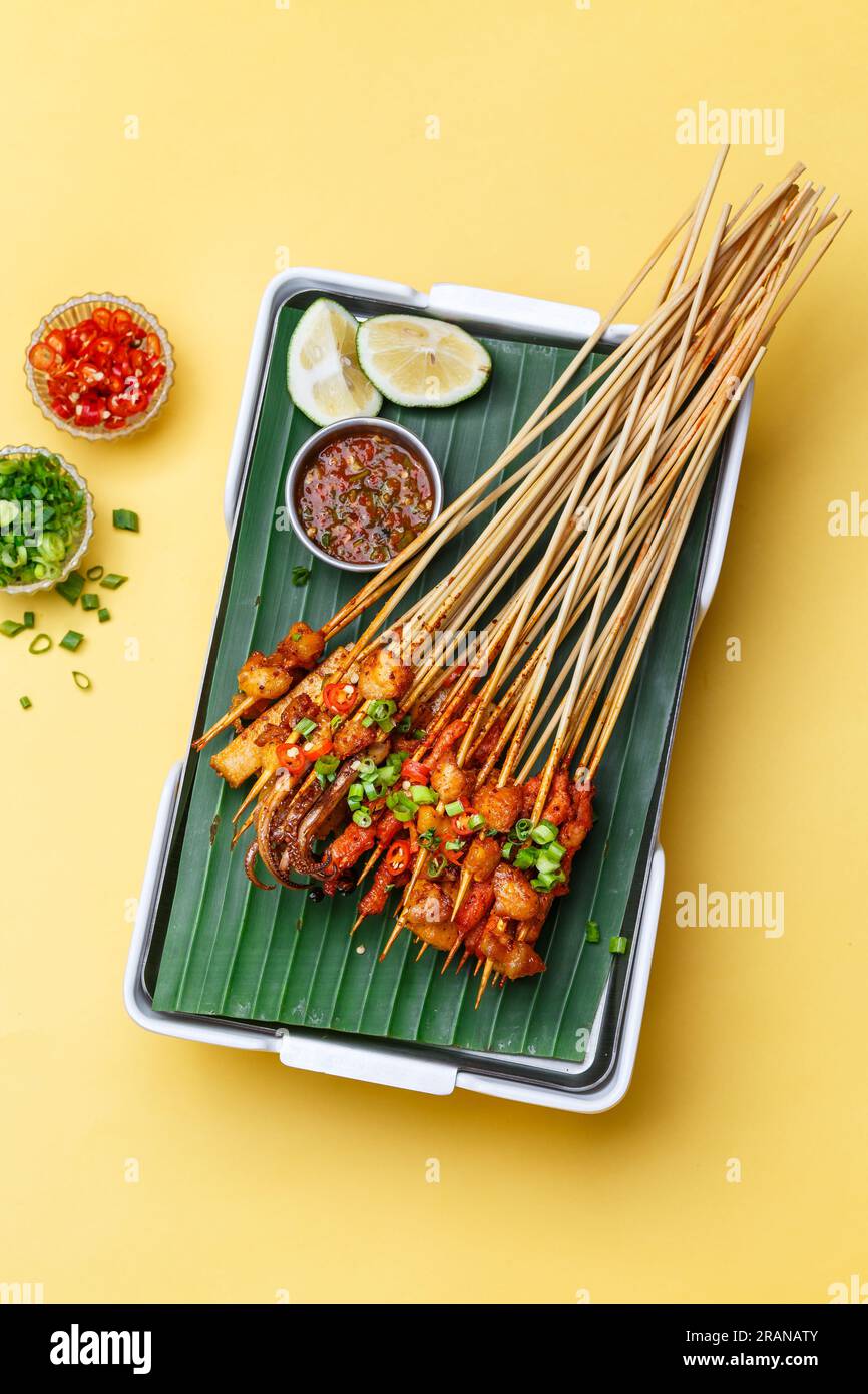 Thai Assorted Skewers, Thai food style Stock Photo - Alamy