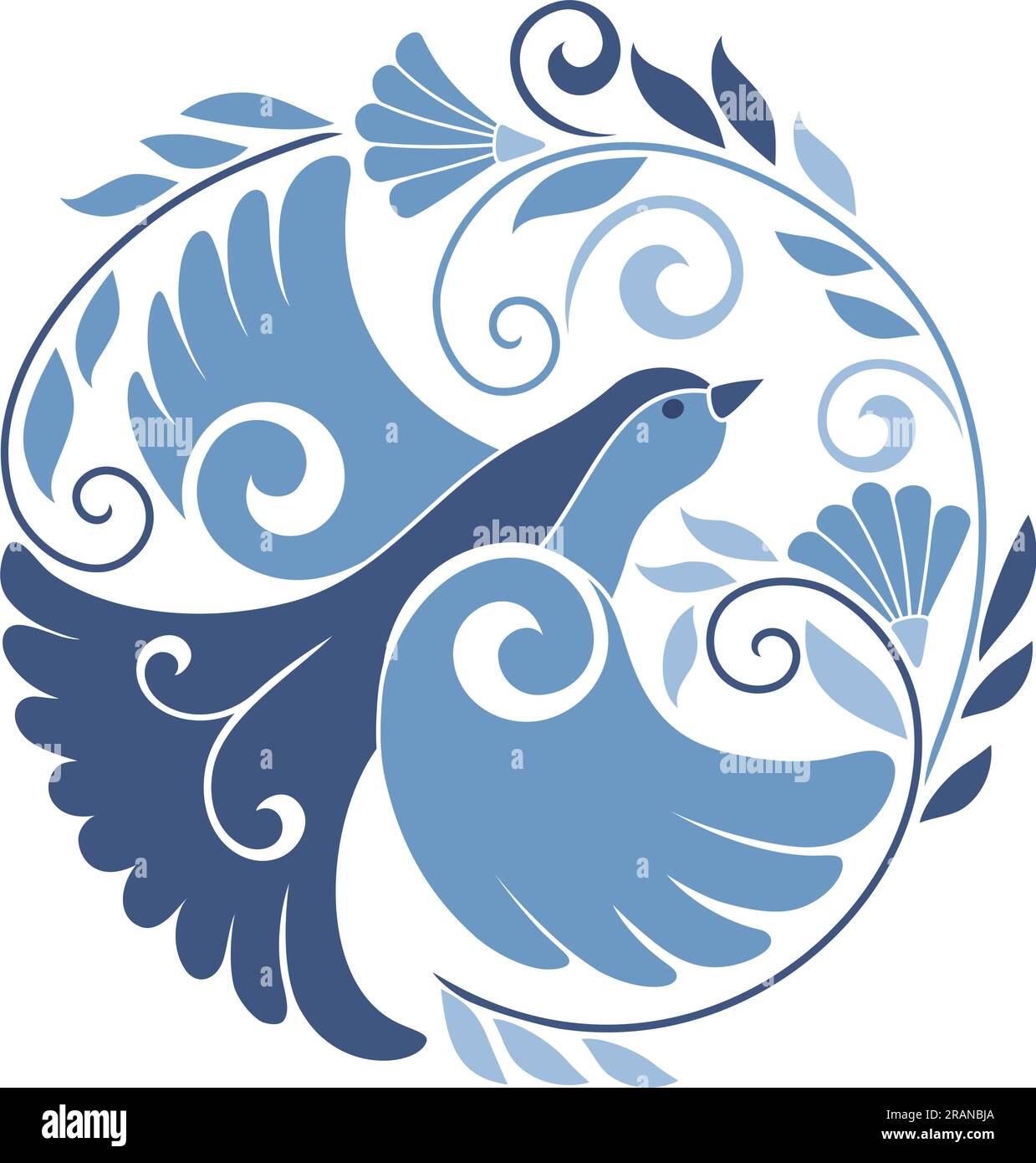 Ornament with a bird. Cute blue bird Stock Vector Image & Art - Alamy