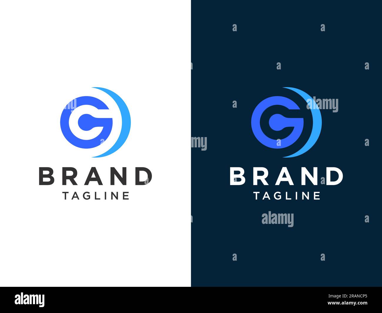 Abstract Initial Letter G Logo. Blue Geometric Shape isolated on Double Background. Usable for ...