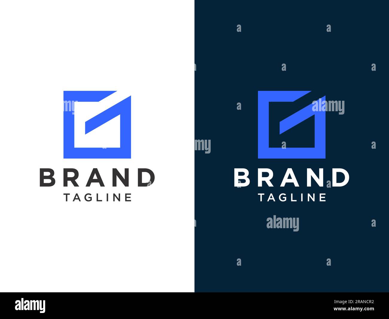 Abstract Initial Letter G Logo. Blue Geometric Shape isolated on Double Background. Usable for ...