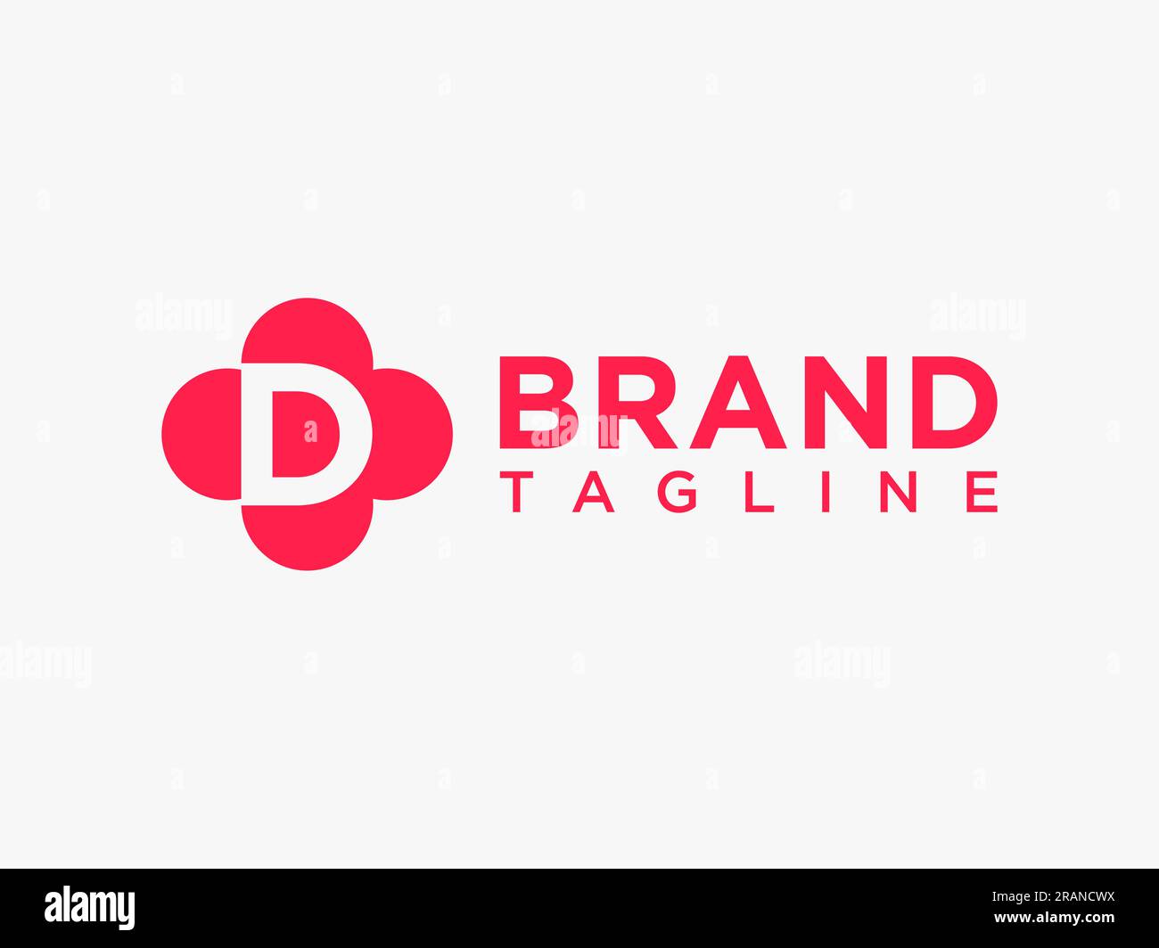 Abstract Initial Letter D Logo. Red Shape with Negative Space. Usable ...