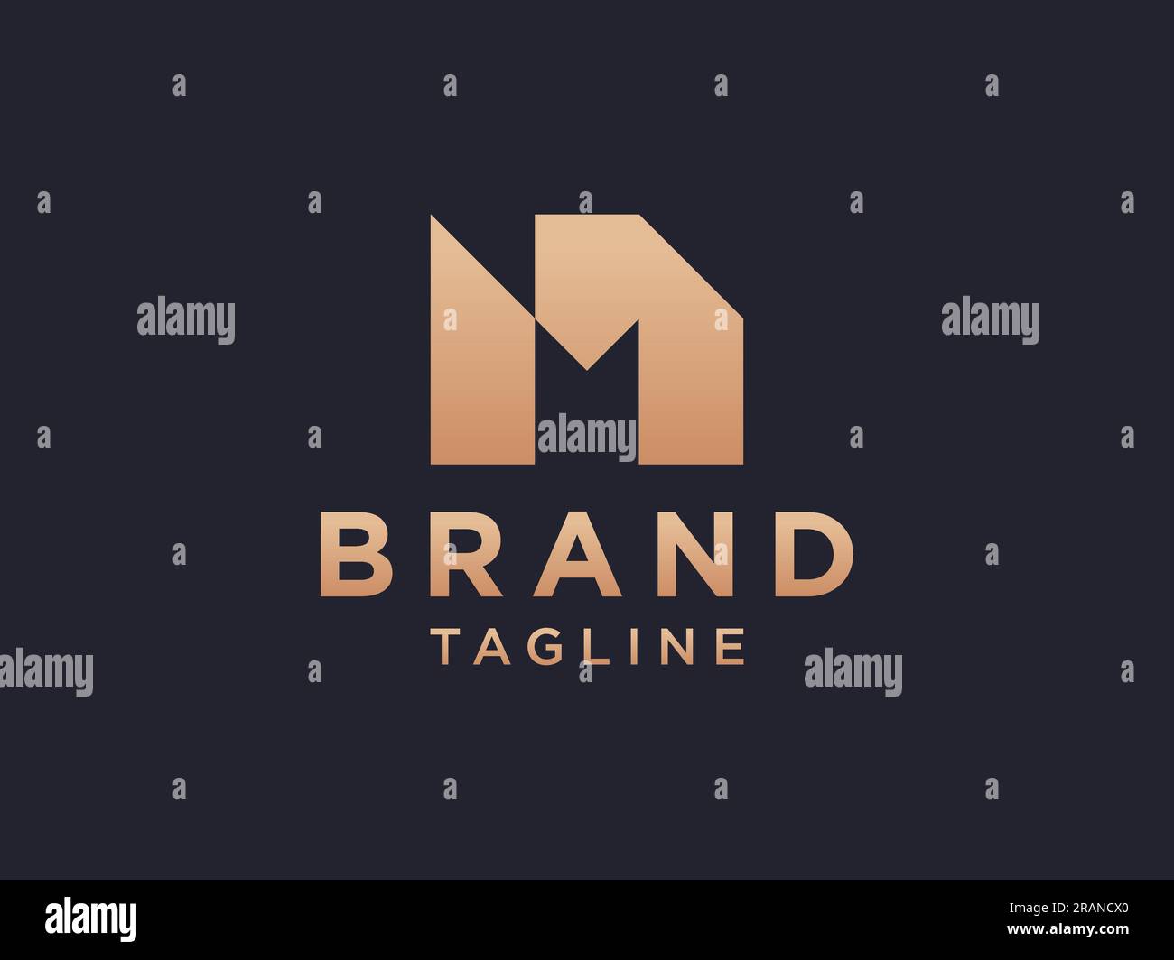 Abstract Initial Letter M Logo. Gold Geometric Linear Style isolated on ...