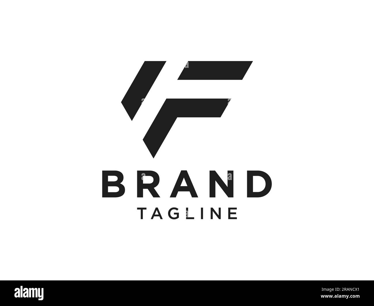 Abstract Initial Letter F Logo Black Line Rounded Style isolated on ...