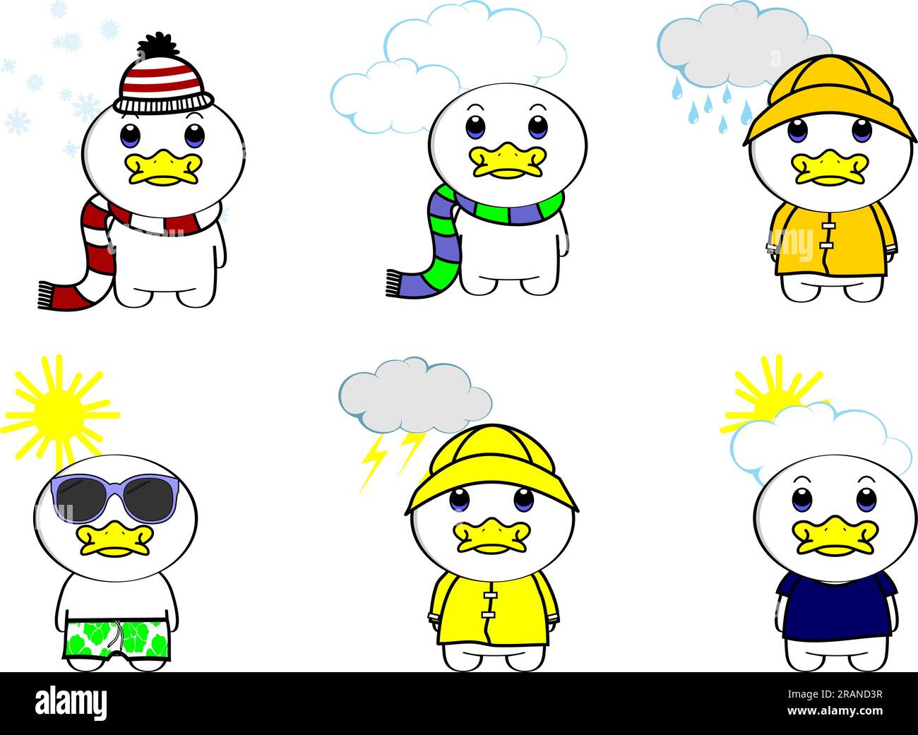 duck weather kawaii cartoon pack collection illustration in vector ...