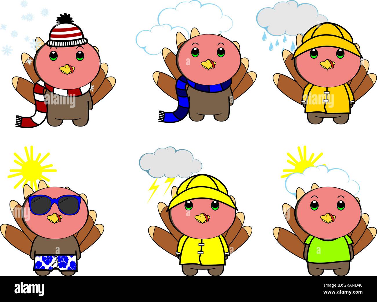 turkey weather kawaii cartoon pack collection illustration in vector ...