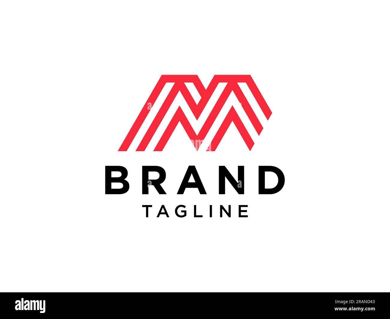 Abstract Initial Letter M Logo. Red Geometric Line Style isolated on ...