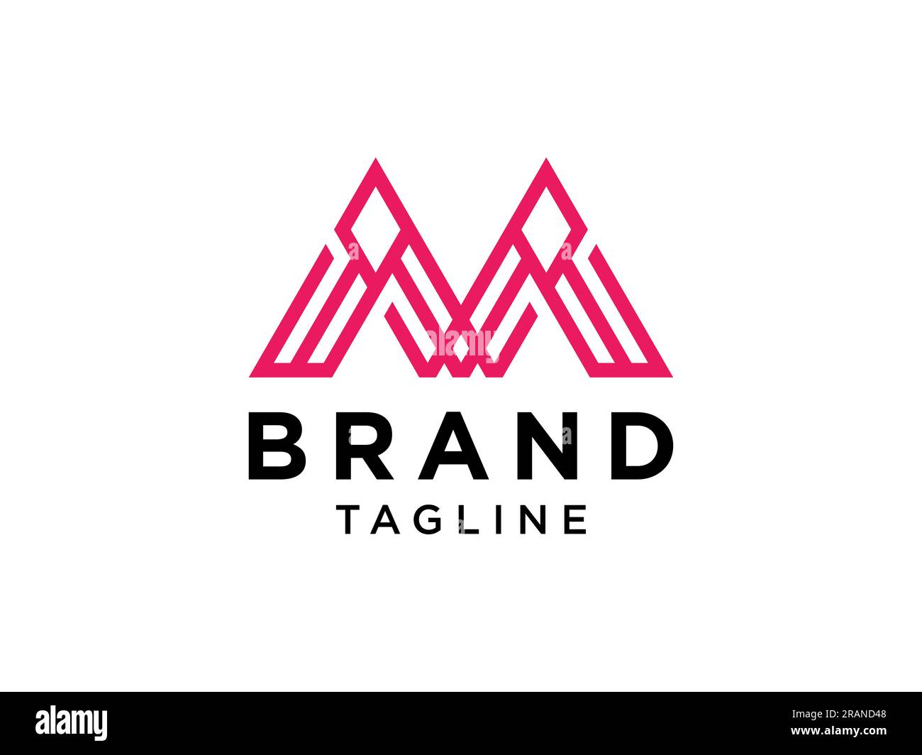 Abstract Initial Letter M Logo. Red Geometric Line Style isolated on ...