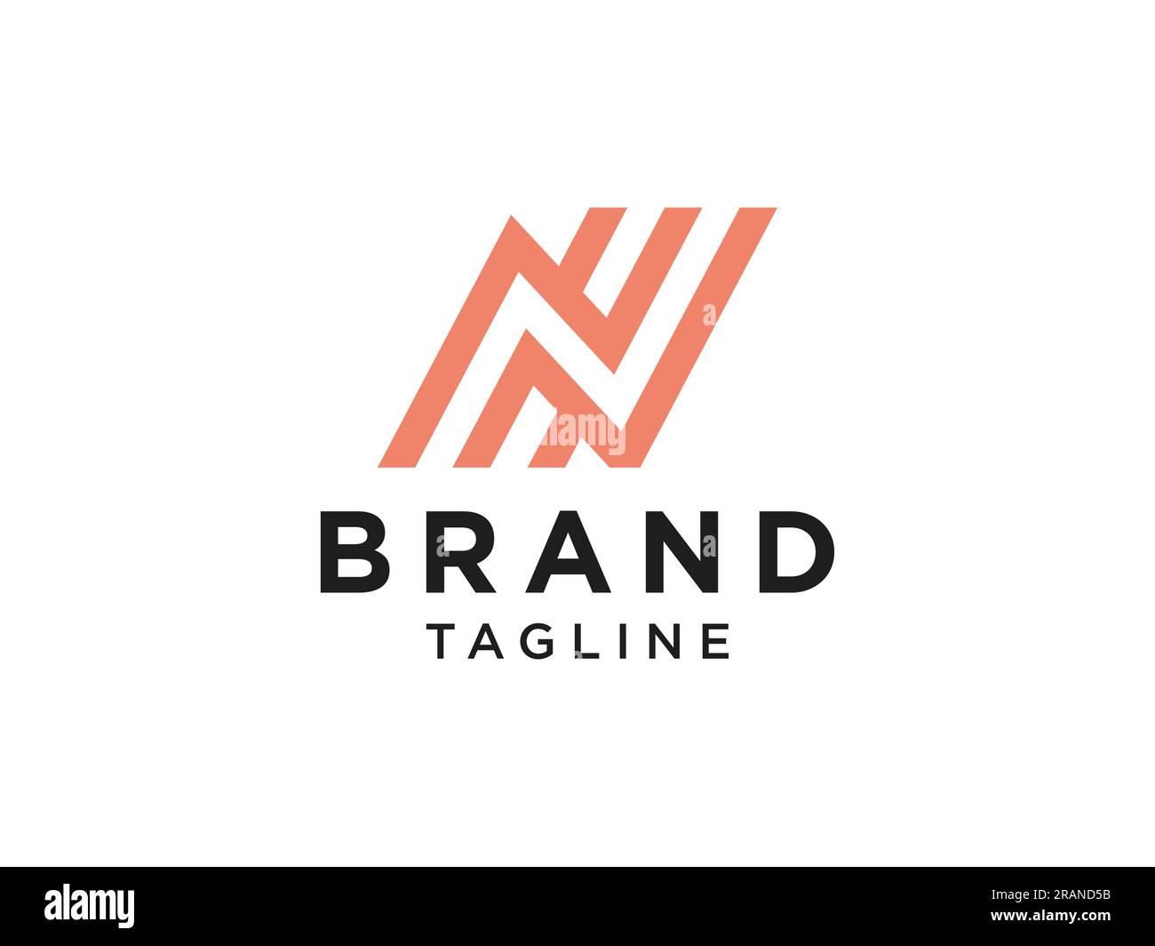 Abstract Initial Letter N Logo. Orange Geometric Shape Origami Style ...