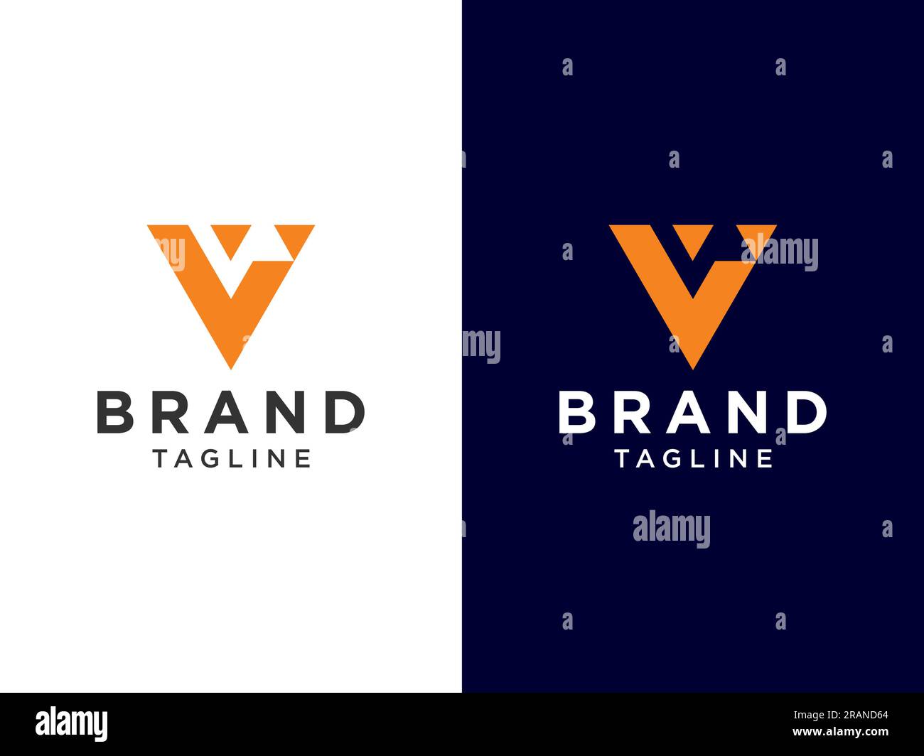 Abstract Initial Letter V Logo. Black and Orange Geometric Shape ...