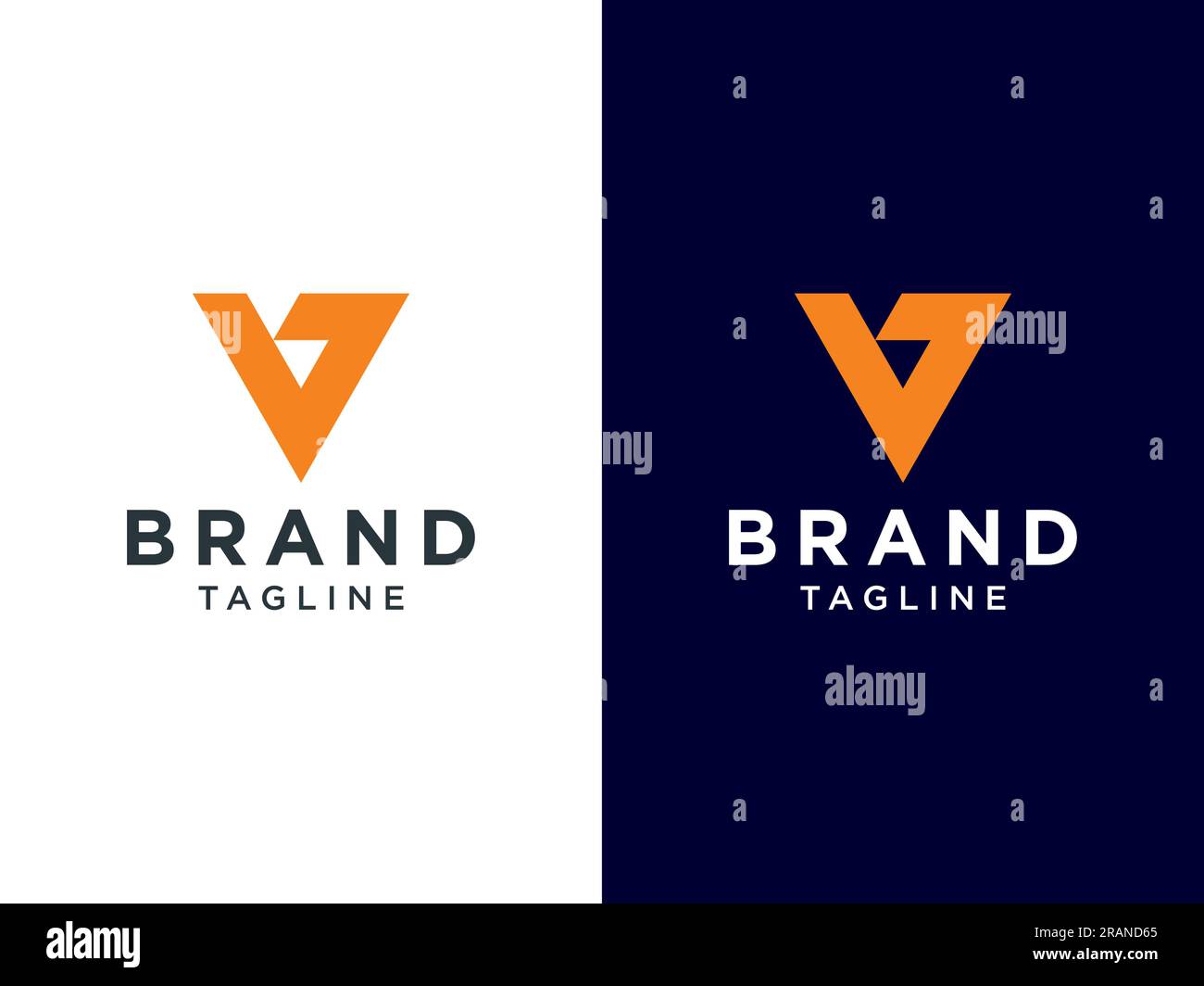 Abstract Initial Letter V Logo. Black and Orange Geometric Shape ...